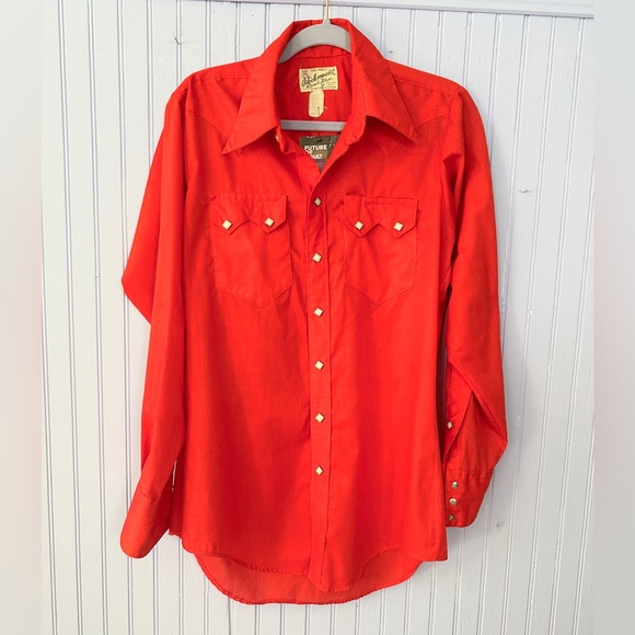 Vintage | Shirts | Vintage Western Diamondsnap Shirt Poppy Red | Poshmark